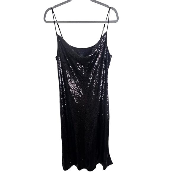All Saints | Dresses | All Saints Dress Slip Dress Cowl Neck Dress Midi Dress Sequin Dress Black ...